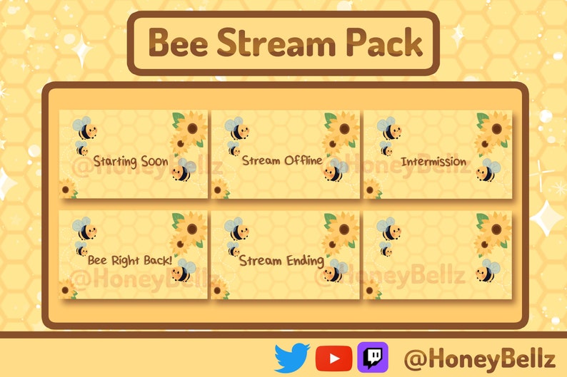 Animated Bee Twitch Package | Yellow | Panels | Overlay | - Etsy