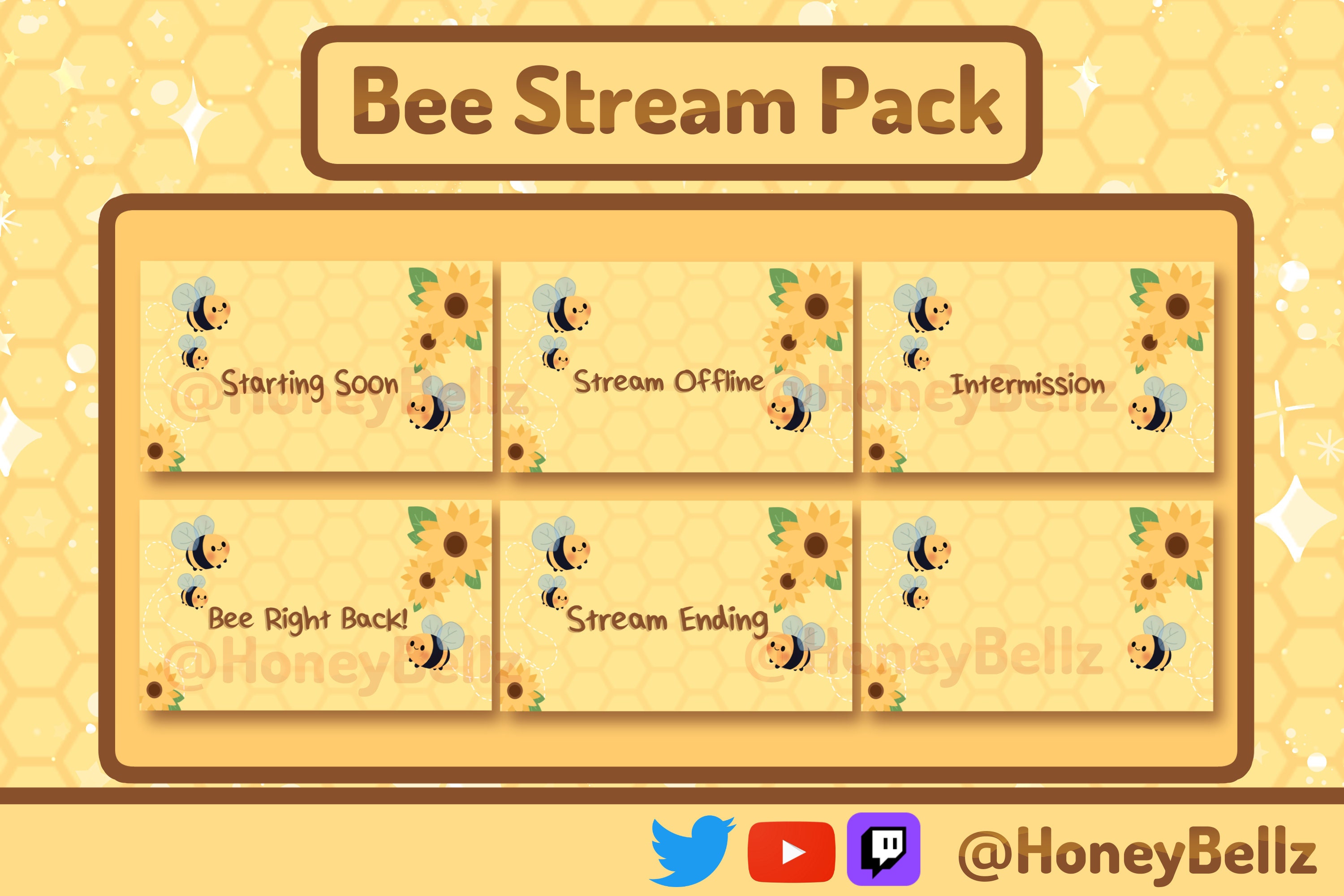 Animated Bee Twitch Package | Yellow | Panels | Overlay | - Etsy