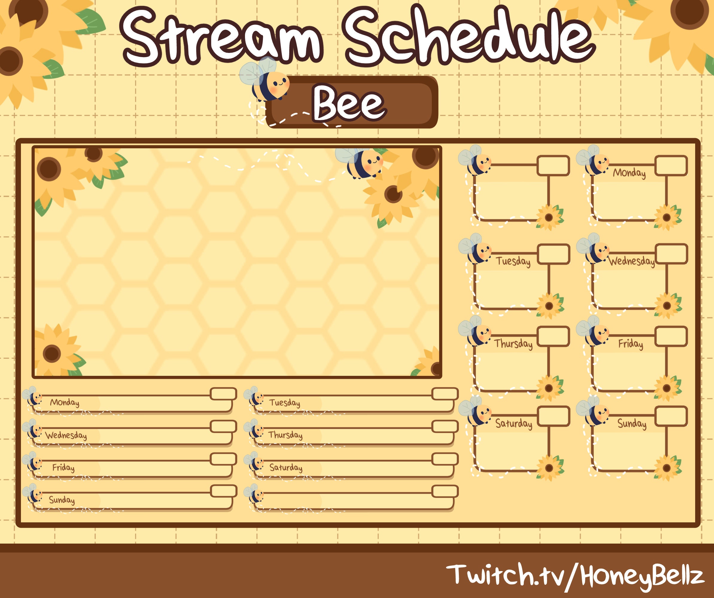 Bee Stream Schedule Twitch Twitter Youtube Yellow Flower Kawaii Cute ...