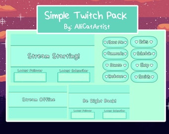 Blue Simple Twitch Stream Overlay Package | Etsy