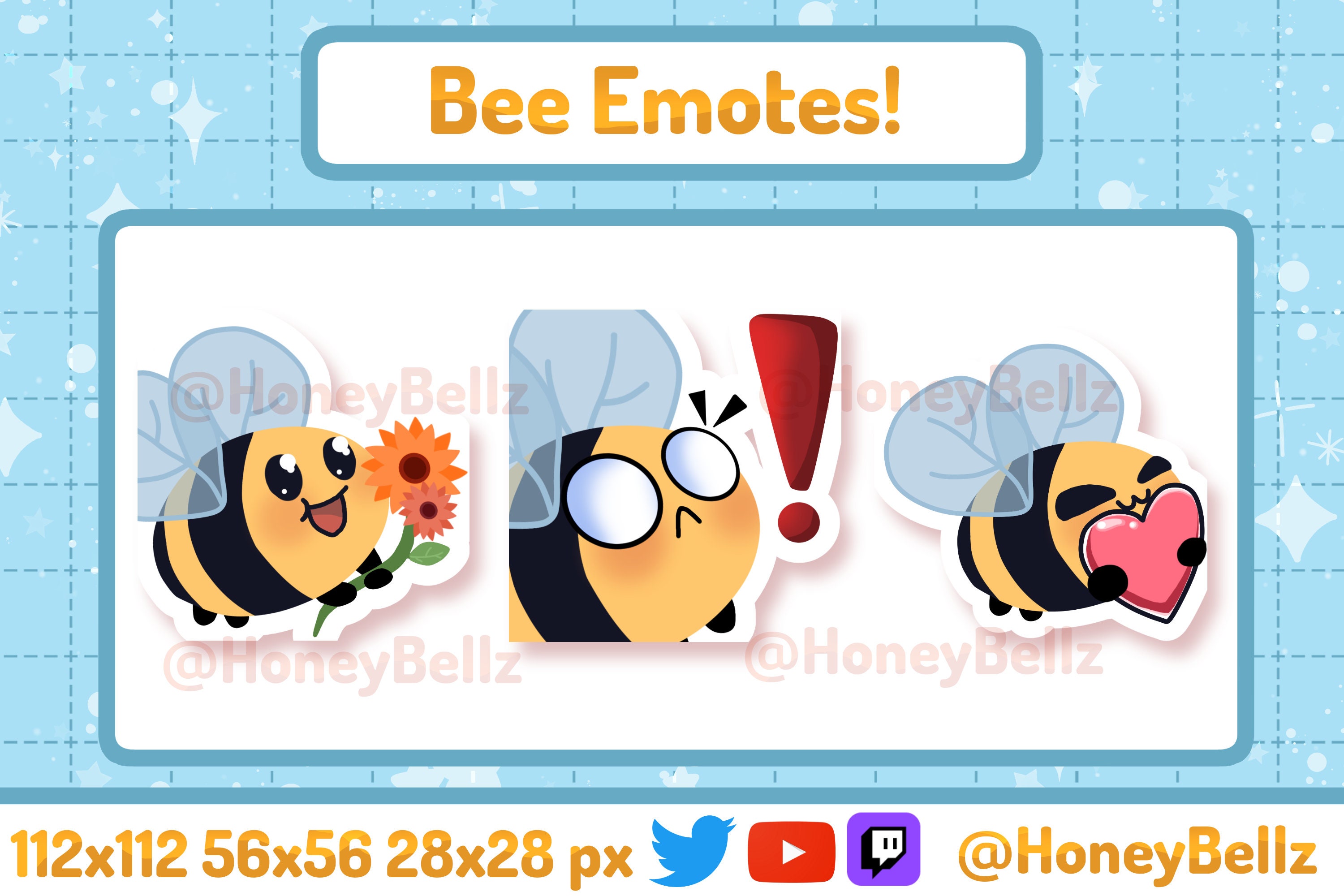 Bee Emotes Twitch Youtube Yellow Discord - Etsy