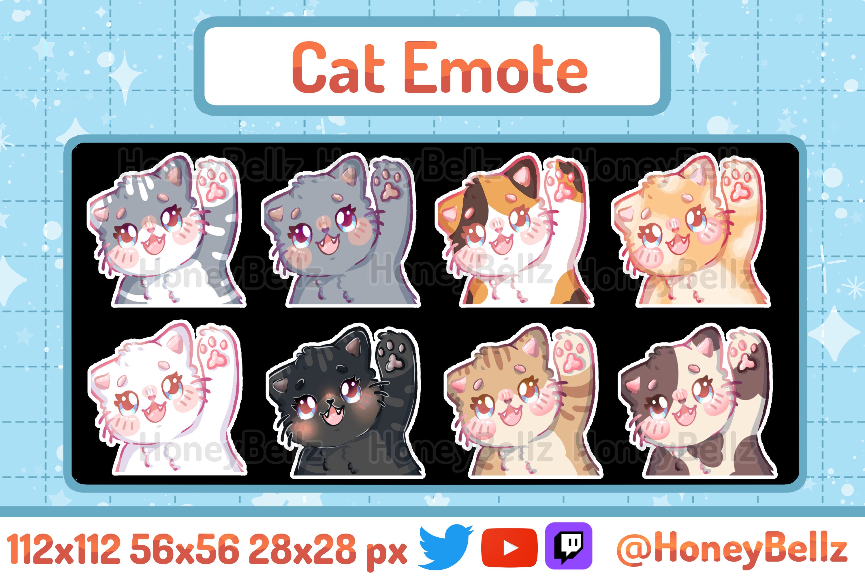 Kawaii Cat Wave Emotes Twitch, Discord, Youtube - Etsy
