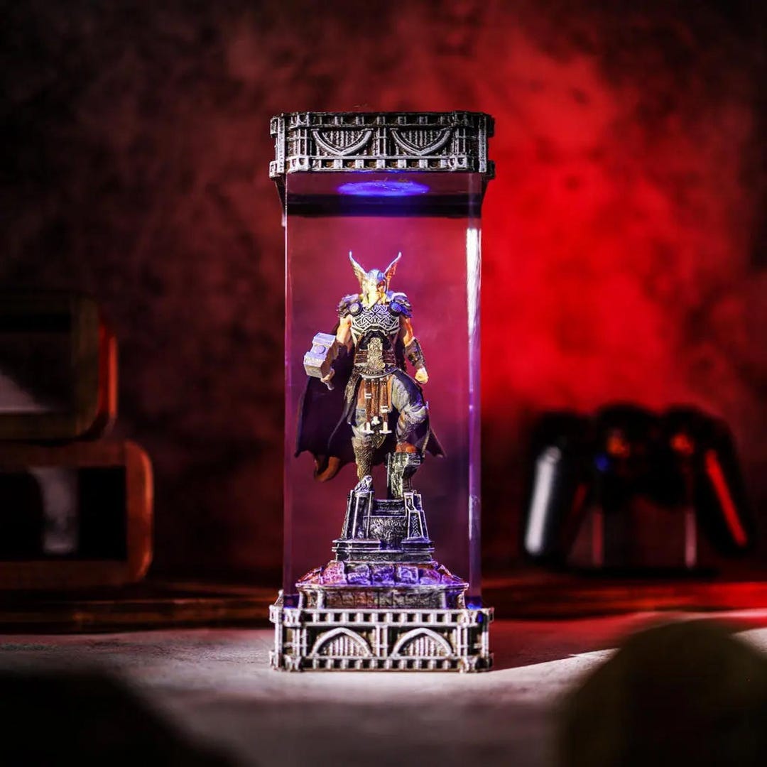Thor Viking Resin Lamp, Norse God of Thunder LED Night Light, Handmade ...