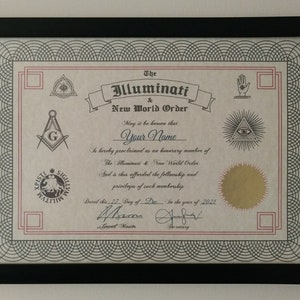 ILLUMINATI Membership Certificate - Etsy