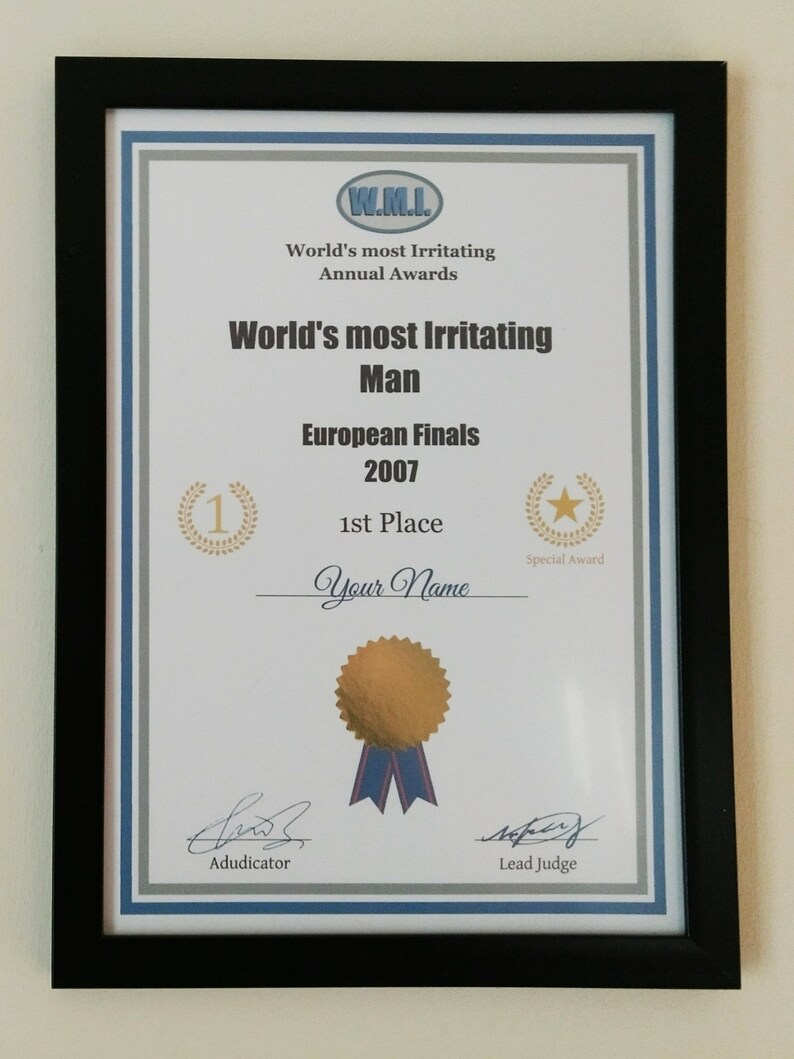 World's Most Irritating Personalized Award Certificate - Etsy