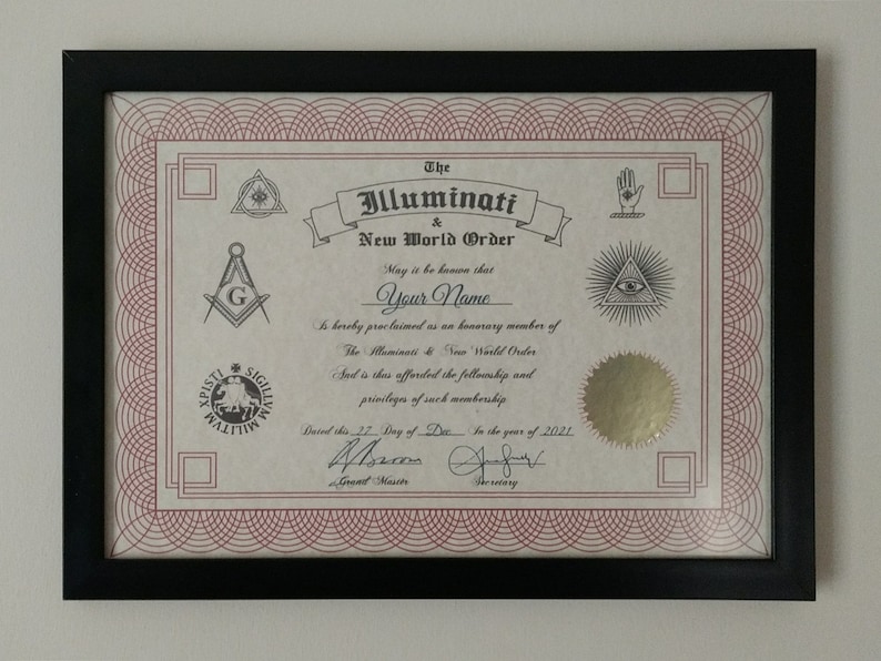 ILLUMINATI Membership Certificate - Etsy