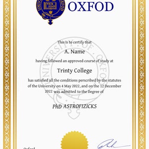 Novelty 'OXFOD' University Degree Certificate - Etsy UK
