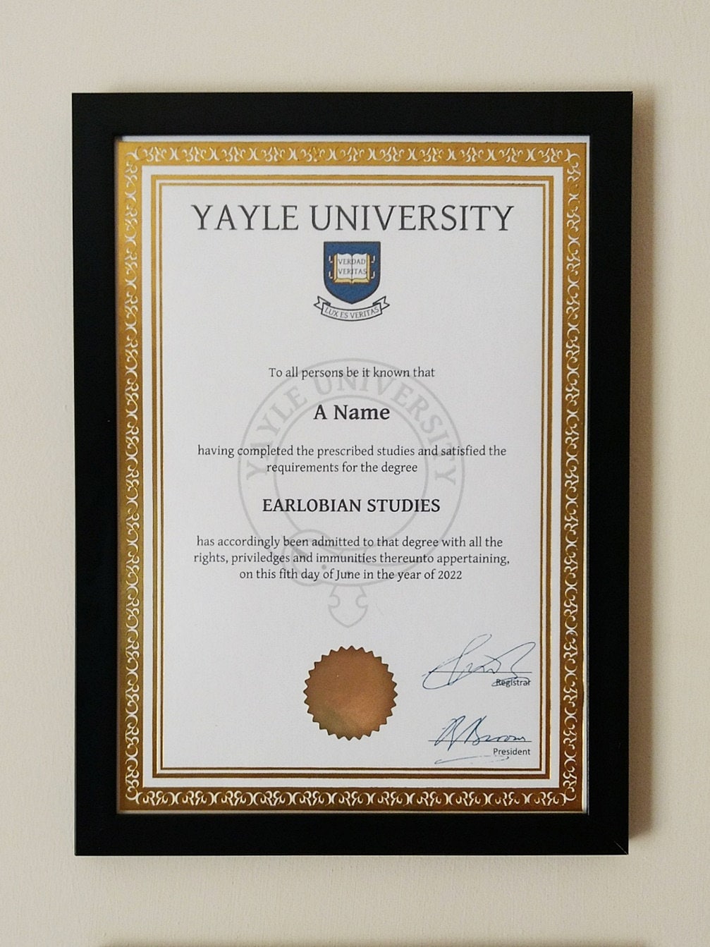 Yale University Diploma