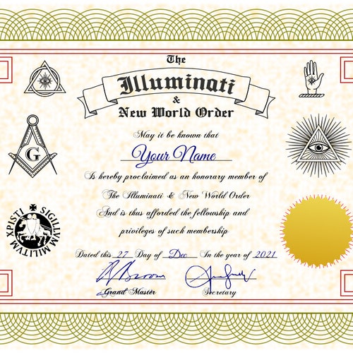 Illuminati Official Membership Id Card With Your Name on It - Etsy