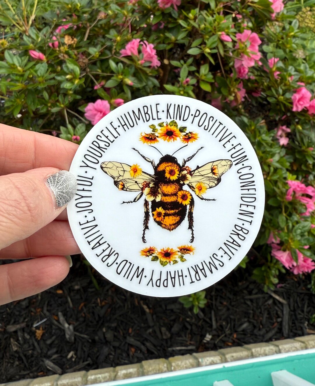 Bumblebee Affirmation Sticker: Humble, Kind, Positive, Confident, Happy ...