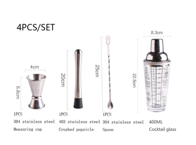 Glass Cocktail Shaker Measurement Cocktail Cup Decorative Cocktail ...