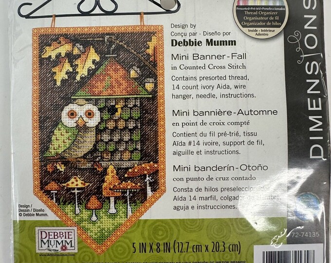 Dimensions Debbie Mumm Owl Fall Banner Counted Cross Stitch Kit 72 ...