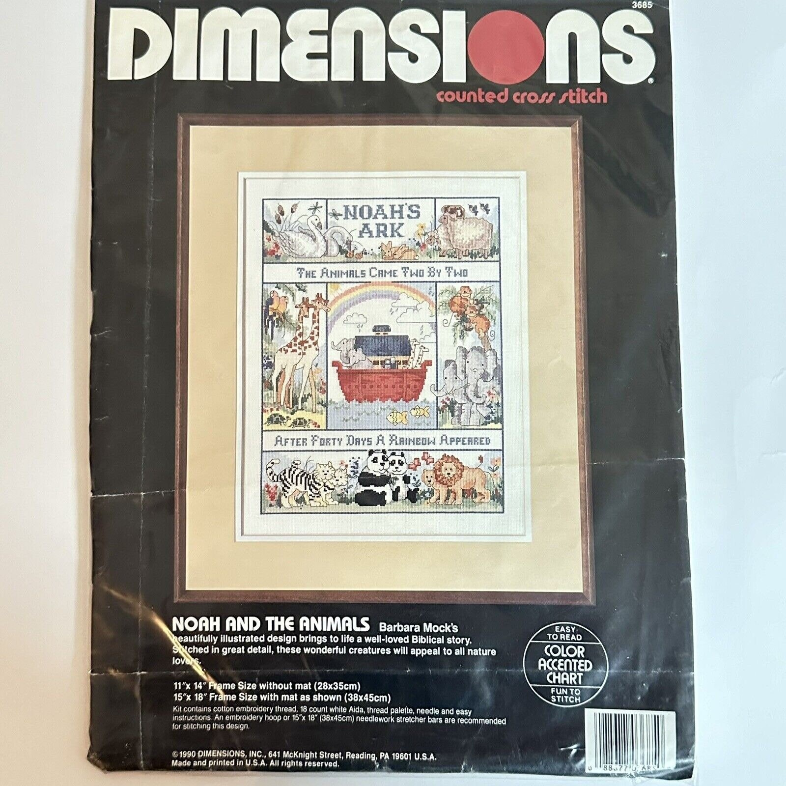 Vtg Dimensions Noah and the Animals Two by Two Religious Counted Cross ...