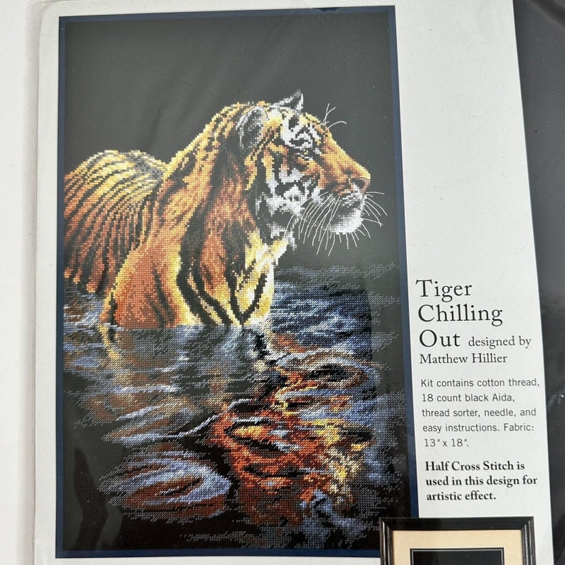 Dimensions Counted Cross Stitch Kit Tiger Chilling Out Water Matthew ...