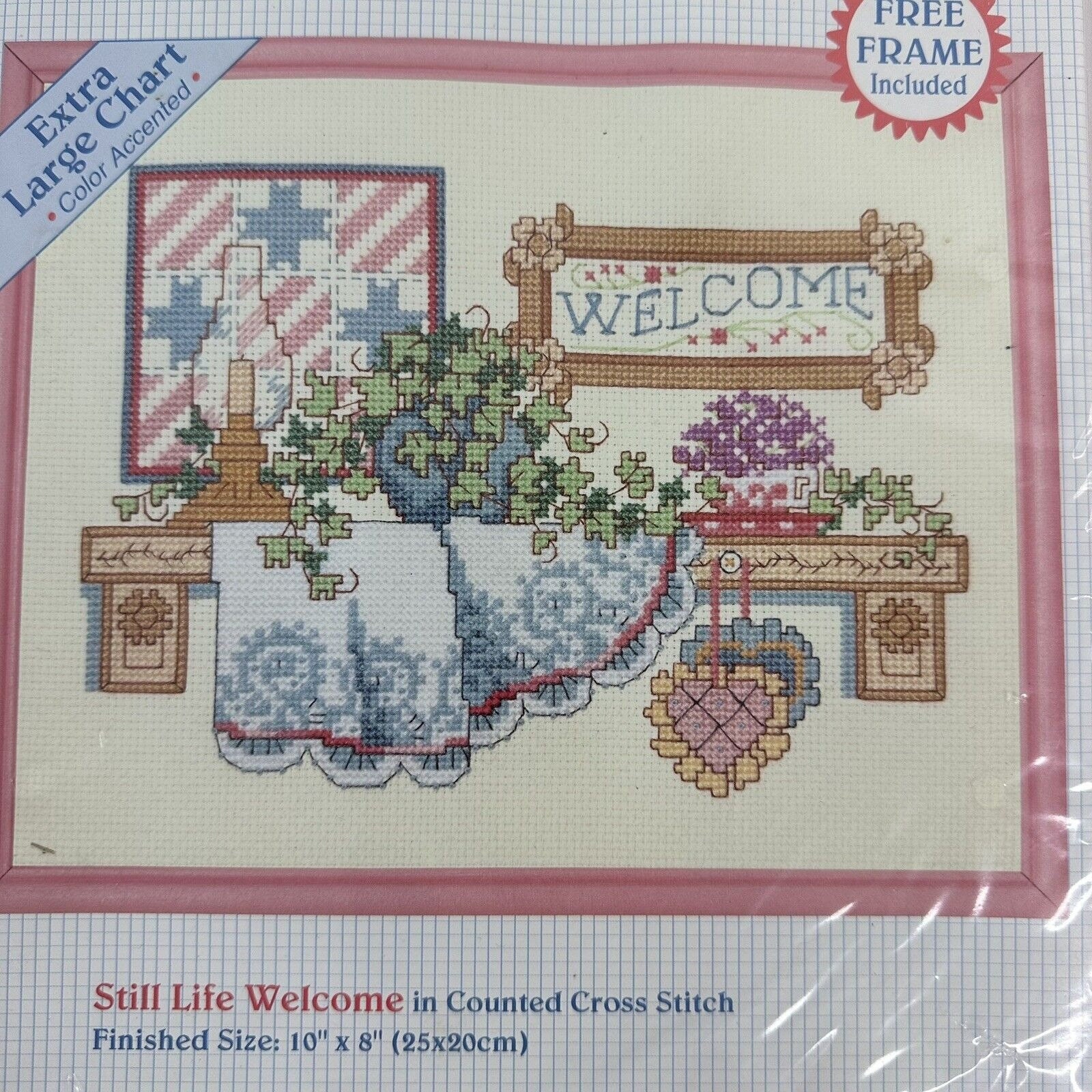 Vtg Dimensions Stitchables Counted Cross Stich Kit Still Life Welcome ...
