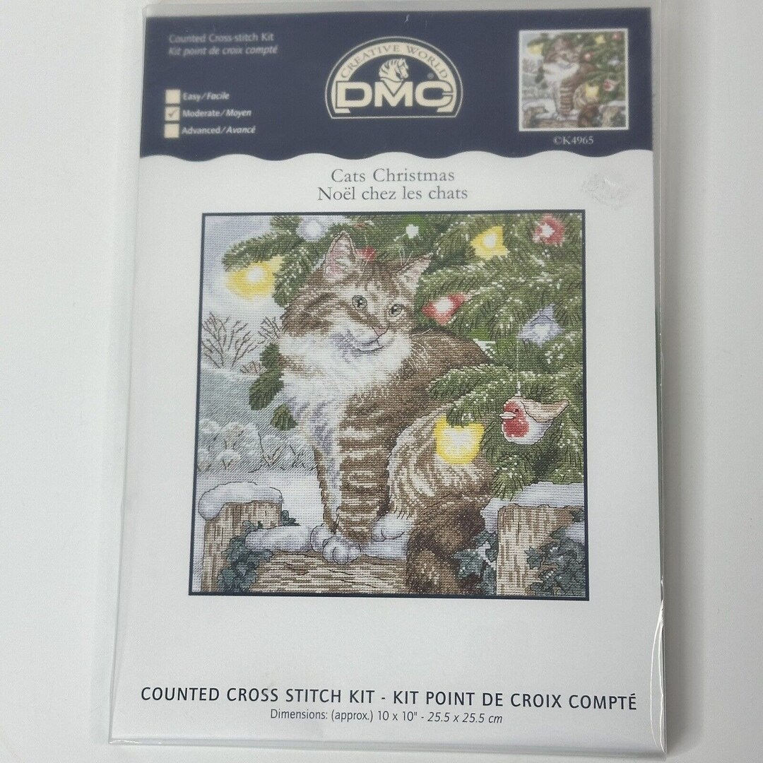 DMC Cats Christmas Snow Tree Ornaments Counted Cross Stitch - Etsy
