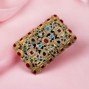 Gold Plated Gemstone Clutch: Pakistani Wedding Party Purse - Etsy