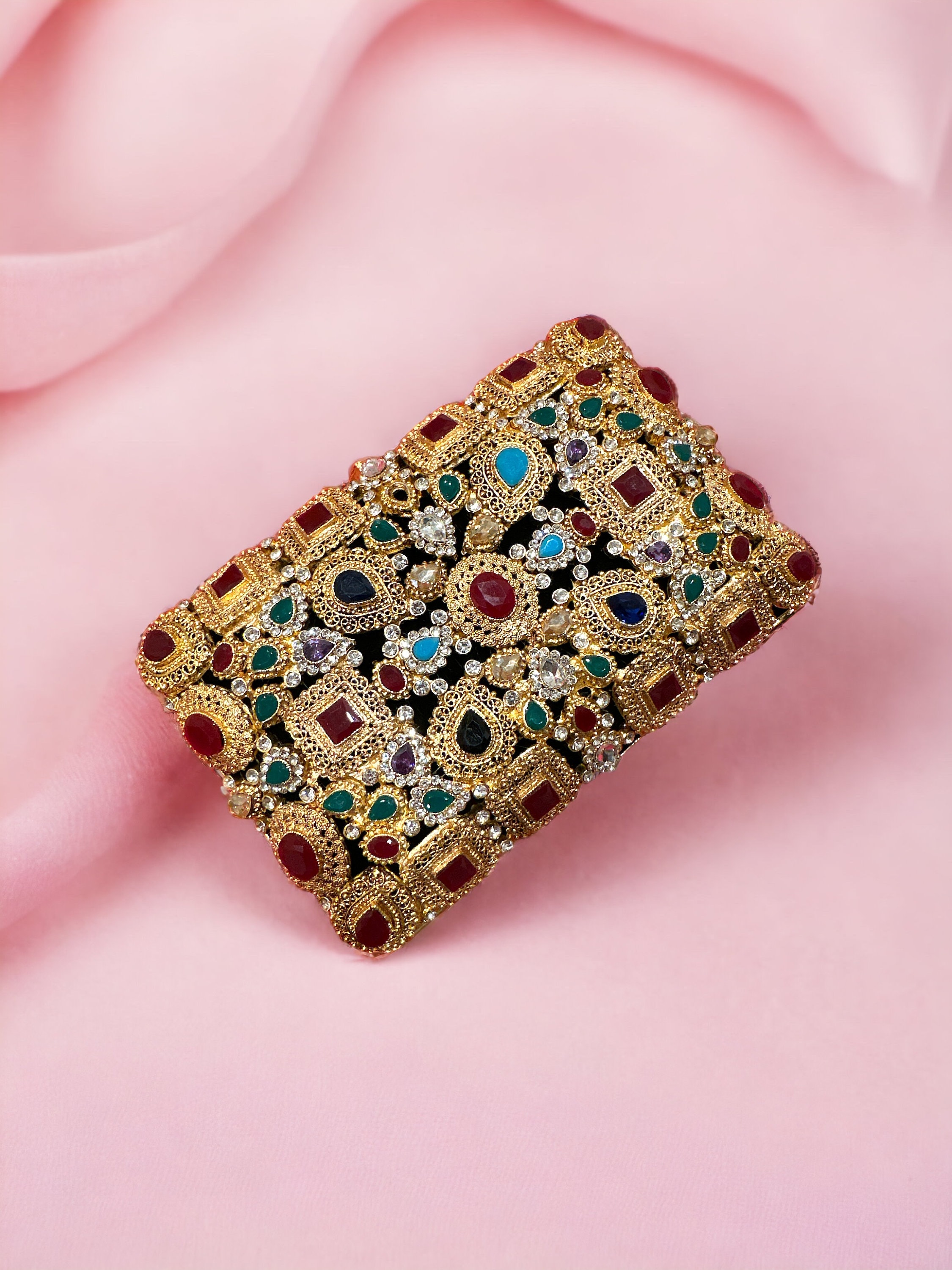 Gold Plated Gemstone Clutch: Pakistani Wedding Party Purse - Etsy