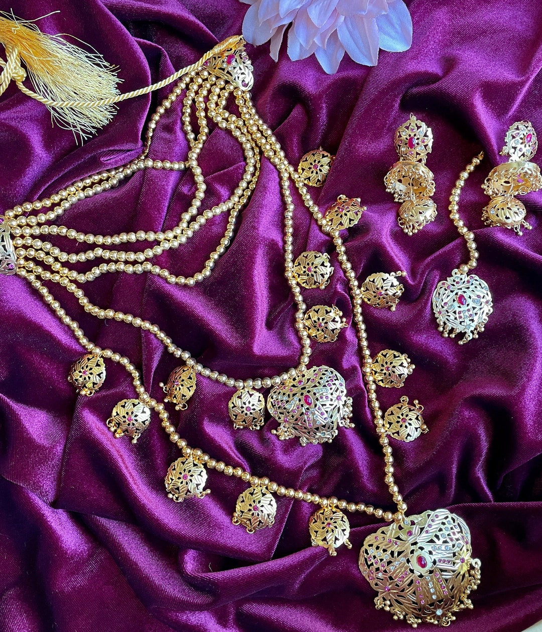 Handmade Gold Finish Layered Mala: Indian Bridal Necklace - Etsy
