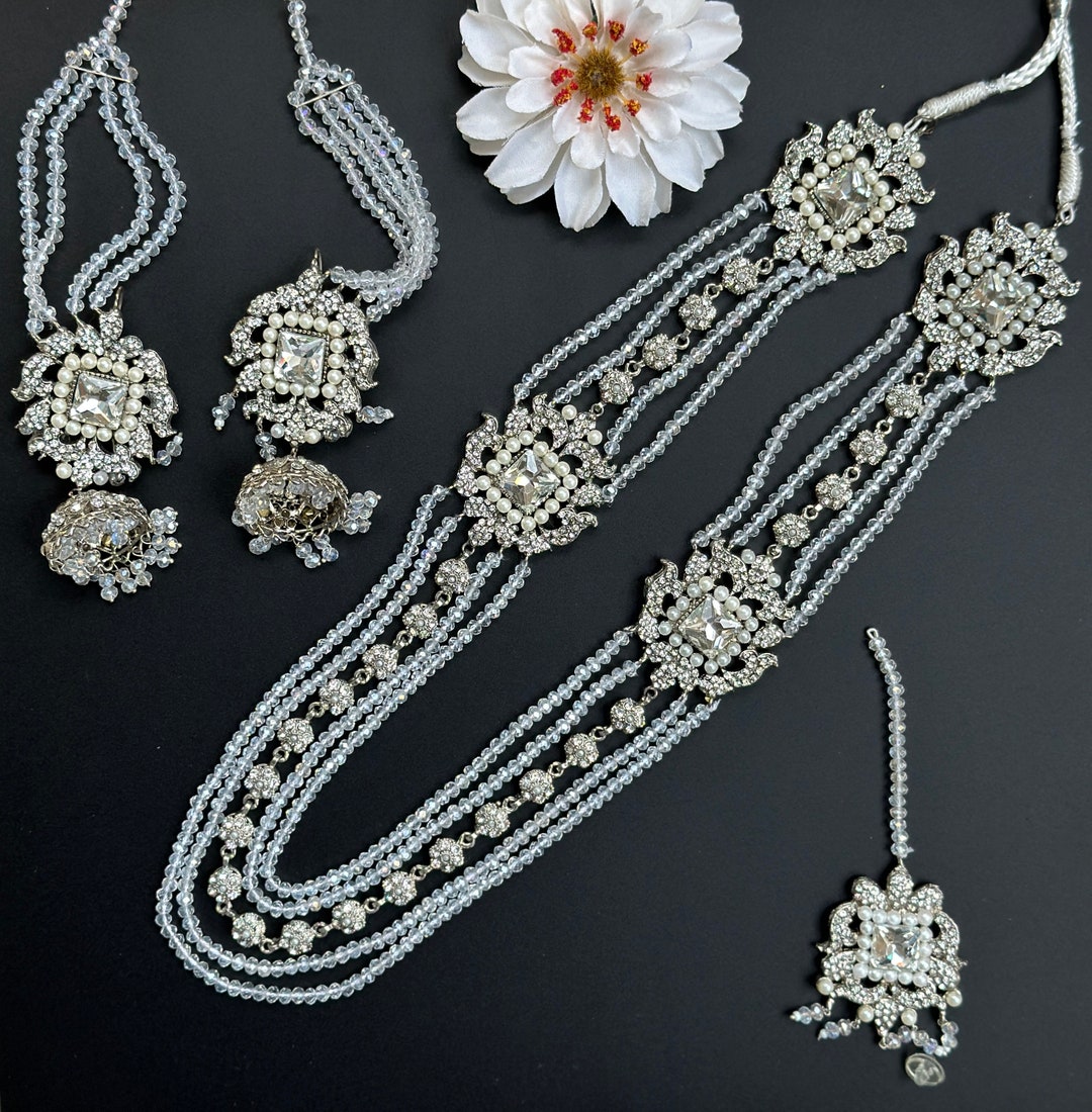 Pakistani Bridal Set With Long Necklace and Choker/indian Silver ...