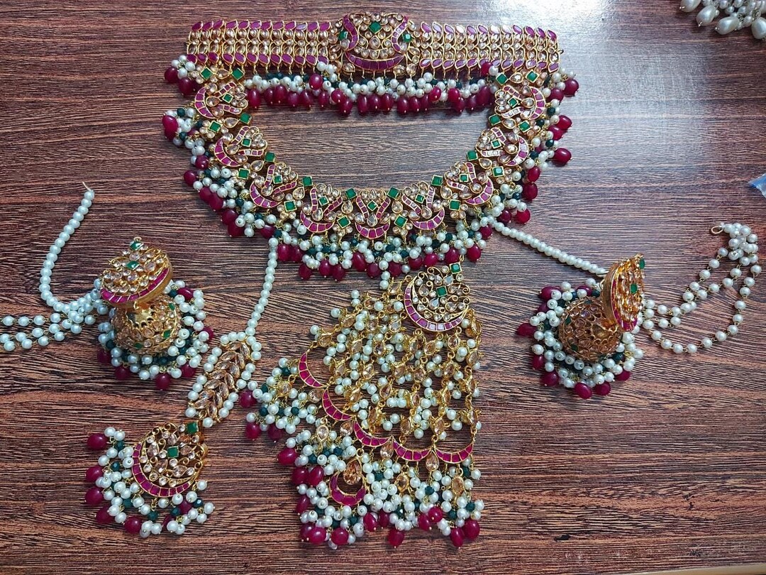 Red & Gold Bridal Jewelry Set: Pakistani/indian Wedding - Etsy