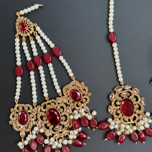 Ruby Red Pakistani Bridal Jewelry Set: Choker, Jhumka, Passa - Etsy