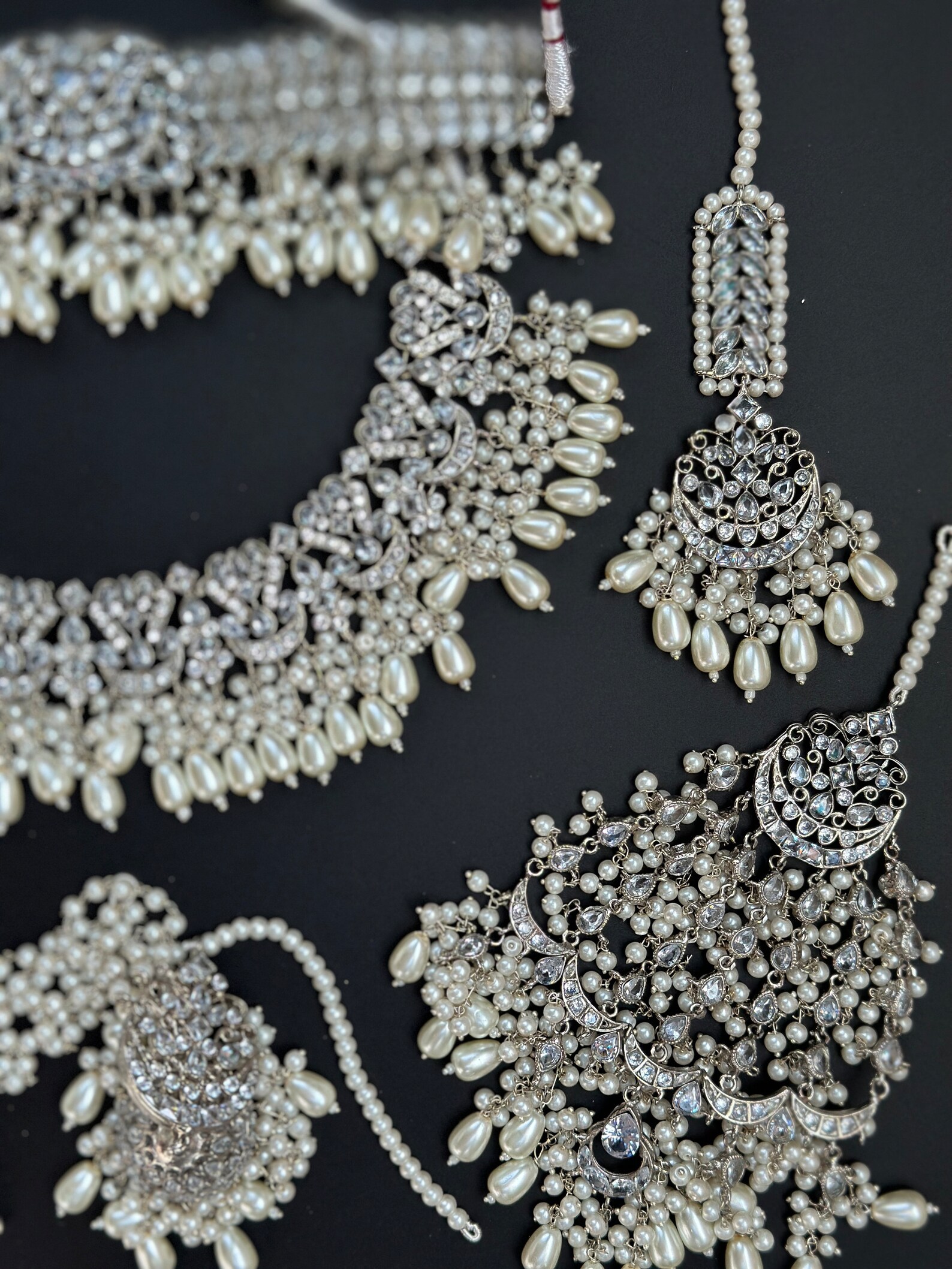 Silver Pakistani Wedding Necklace With Jhoomar/full Bridal Choker With ...