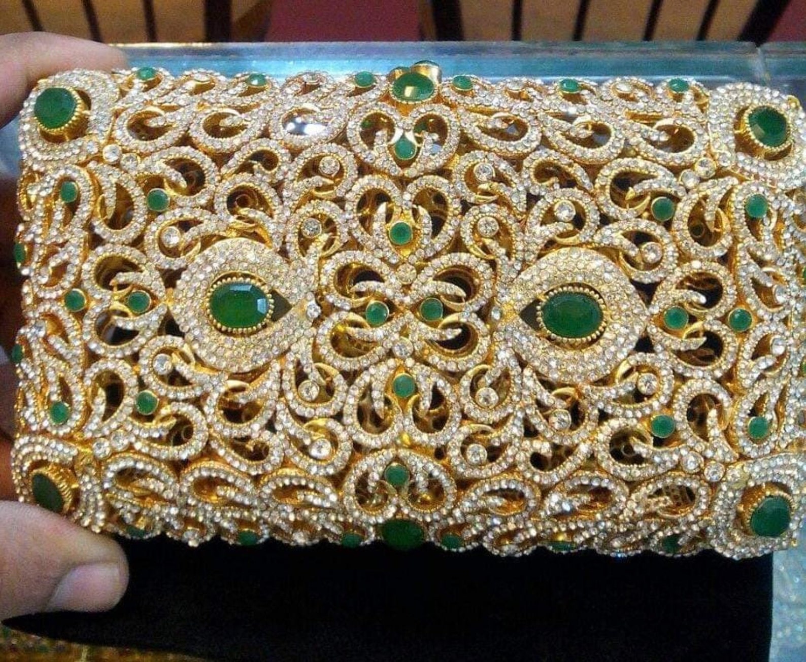Gold Plated Gemstone Clutch: Pakistani Wedding Party Purse - Etsy