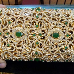 Gold Plated Gemstone Clutch: Pakistani Wedding Party Purse - Etsy