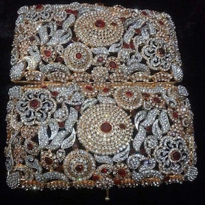 Gold Plated Gemstone Clutch: Pakistani Wedding Party Purse - Etsy