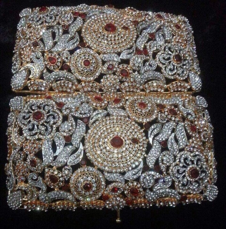 Gold Plated Gemstone Clutch: Pakistani Wedding Party Purse - Etsy