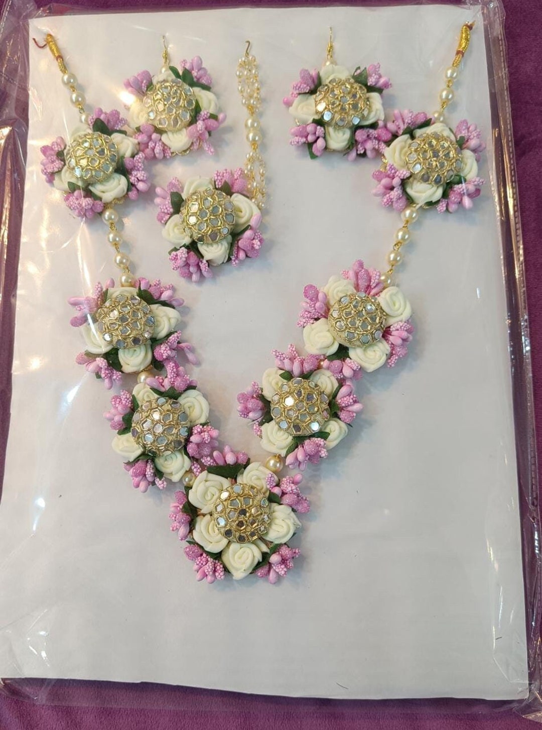 Artificial Flower Jewelry Set: Haldi Mehendi Indian Wedding - Etsy