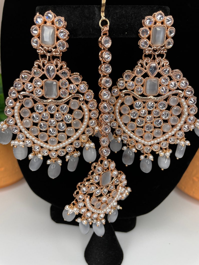 Indian Bridal Set/rose Gold Choker Set/nikah Jewelry/pink | Etsy