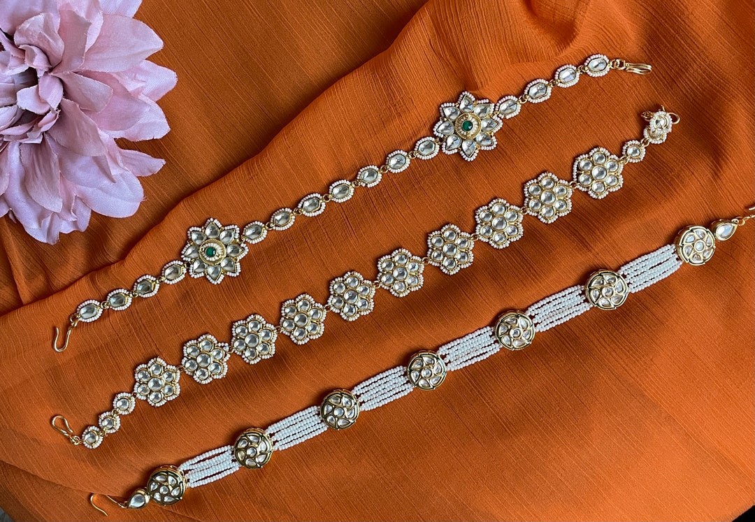 Sheeshphool Pearls Kundan,white Mathapatti With Tikka,pakistani Wedding ...