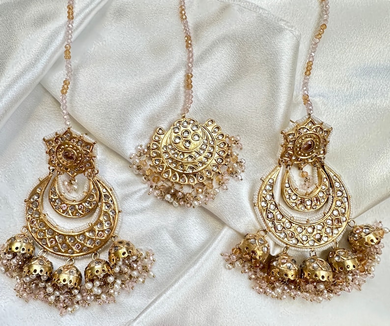 Gold Chandbali/indian Jhumka Earrings/pakistani Multani Earrings ...