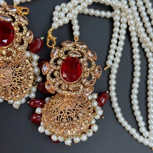 Ruby Red Pakistani Bridal Jewelry Set: Choker, Jhumka, Passa - Etsy