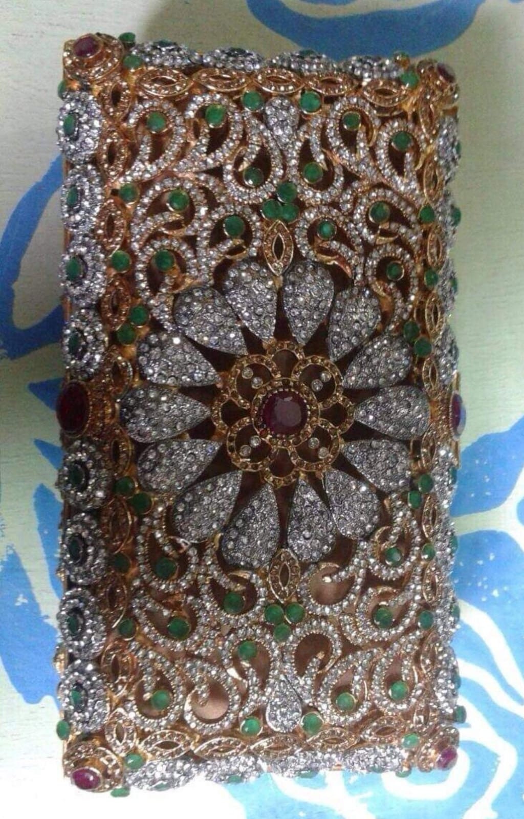 Gold Plated Gemstone Clutch: Pakistani Wedding Party Purse - Etsy