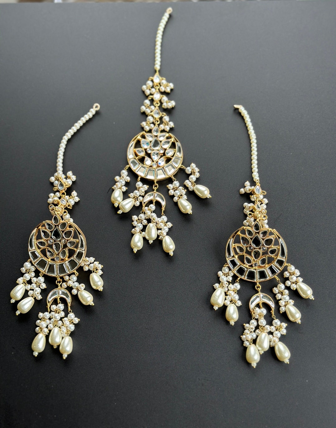 Pearl Tikka and Jhumka Set: Pakistani Wedding Jewelry - Etsy