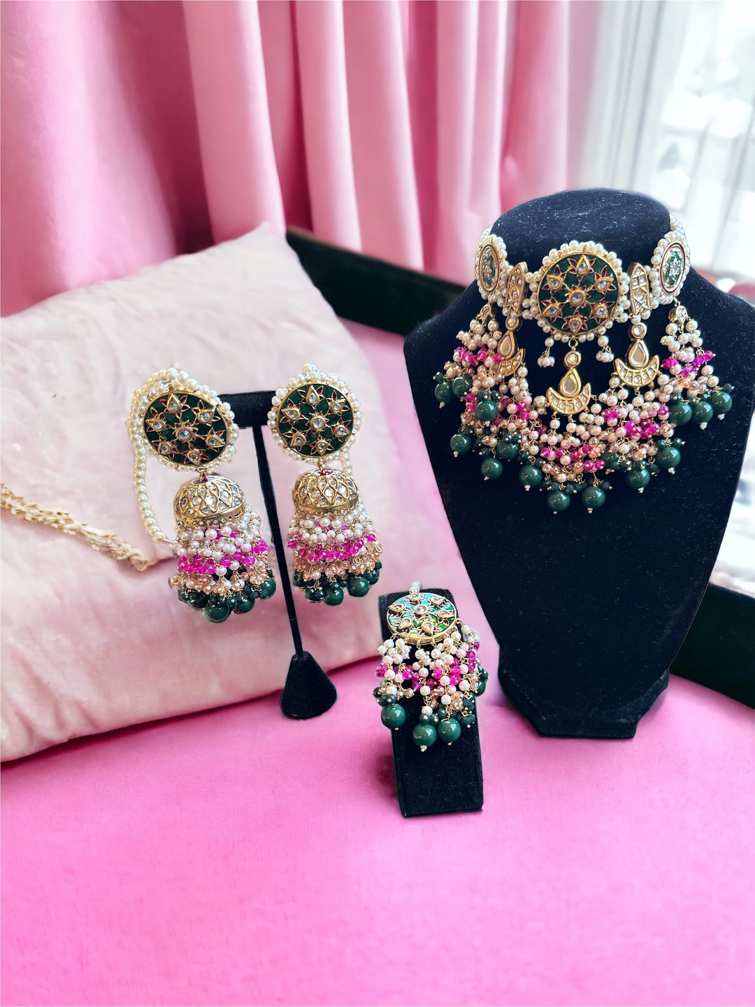 Meena Thapa Kundan Multi Color Choker/punjabi Traditional Jewelry/mint ...