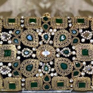 Gold Plated Gemstone Clutch: Pakistani Wedding Party Purse - Etsy