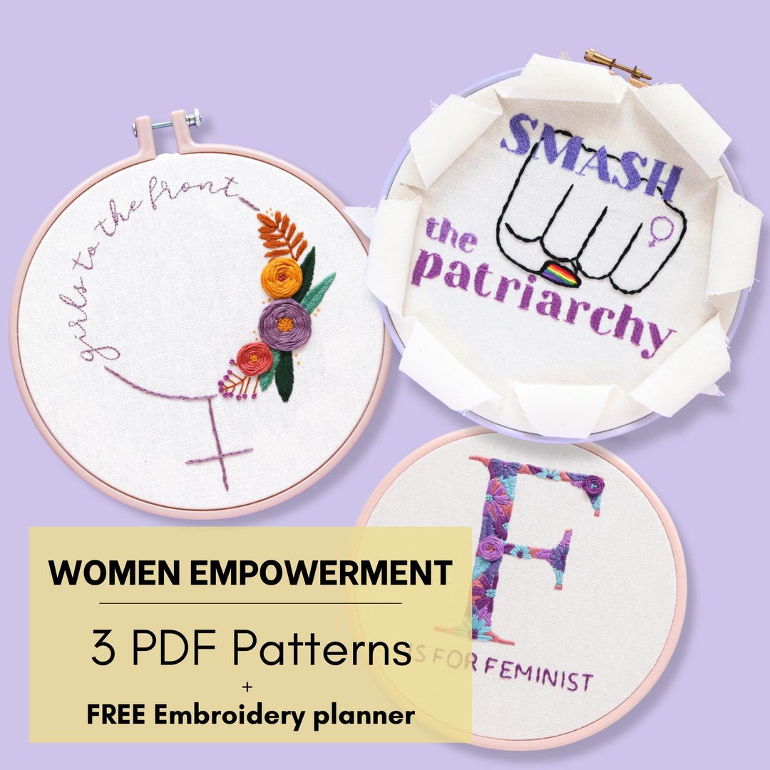 Feminist Hand Embroidery Pattern Bundle of 3, Female Empowerment ...