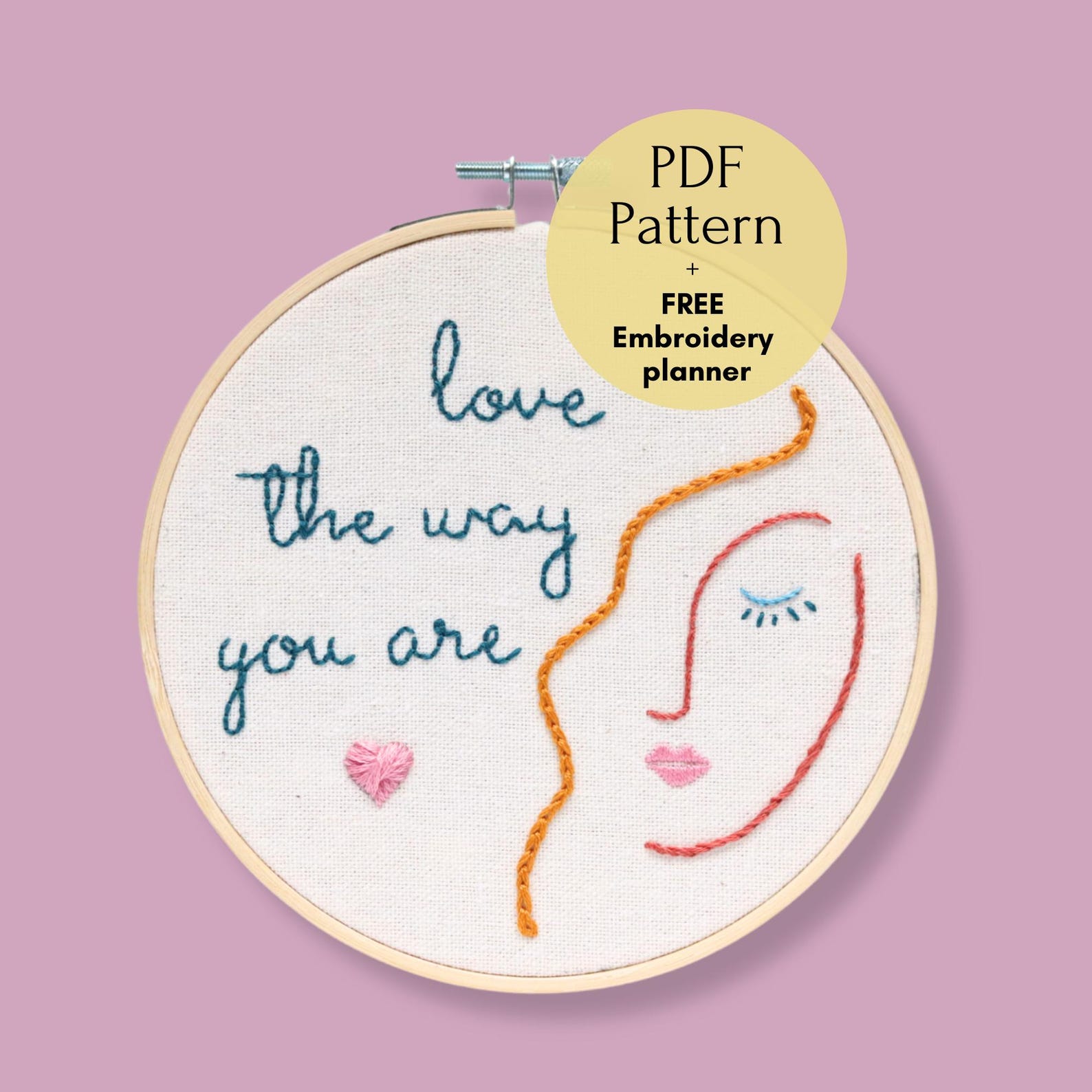 Self Love Embroidery Design PDF, Easy Hand Embroidery Pattern for ...
