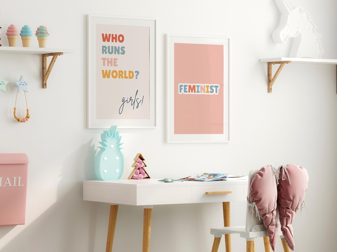Who Run the World Girl Wall Art, Girl Empowerment Art Print, Feminist ...