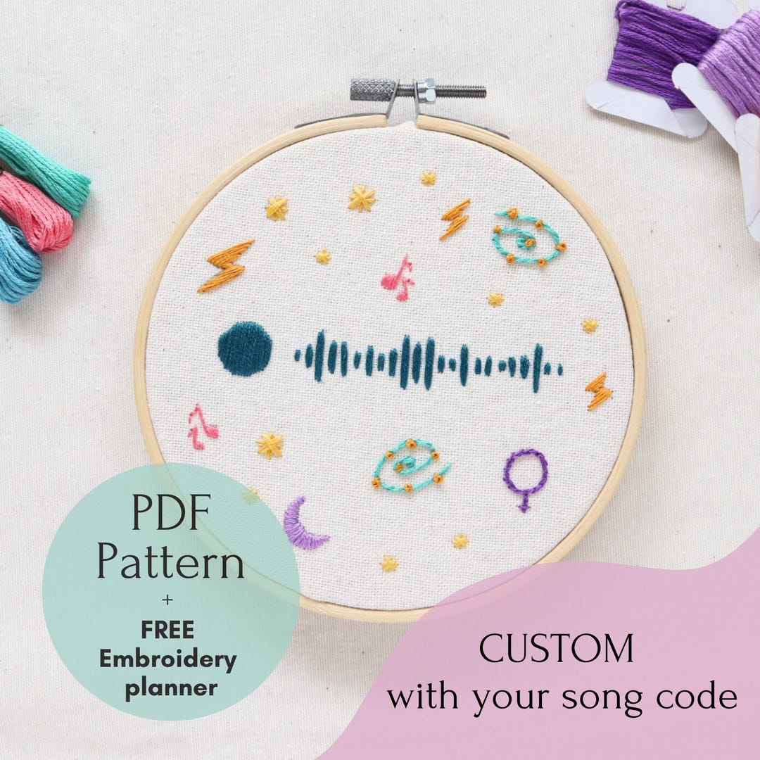 Spotify Song Code Embroidery Pattern PDF, Personalized Music Embroidery ...