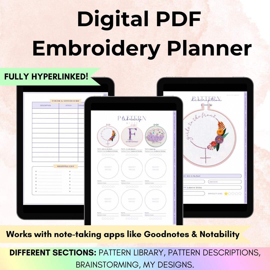 Embroidery Planner PDF, Hand Embroidery Project Organizer, Printable ...