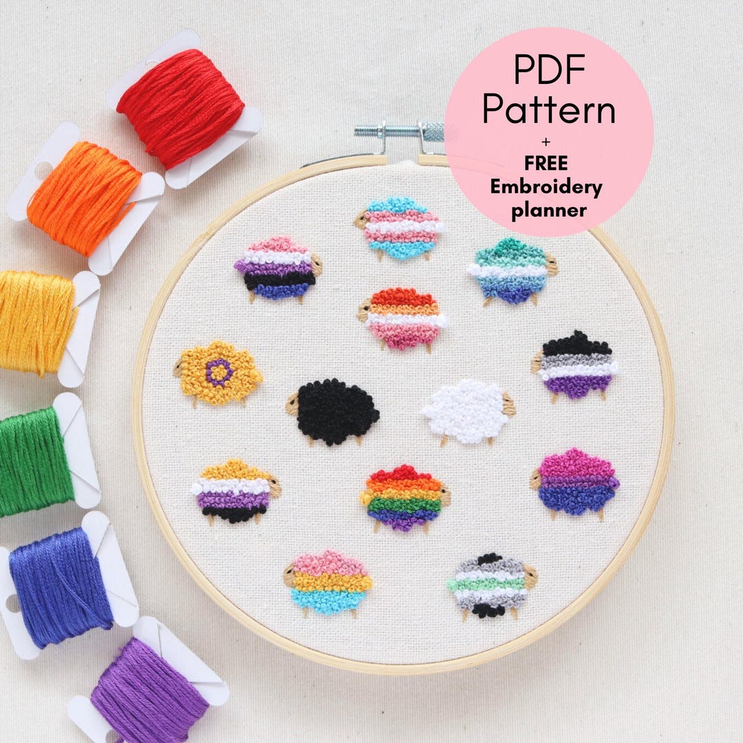 Pride Sheep Embroidery Pattern: LGBTQ+ Equality Hoop Art (PDF Pattern ...