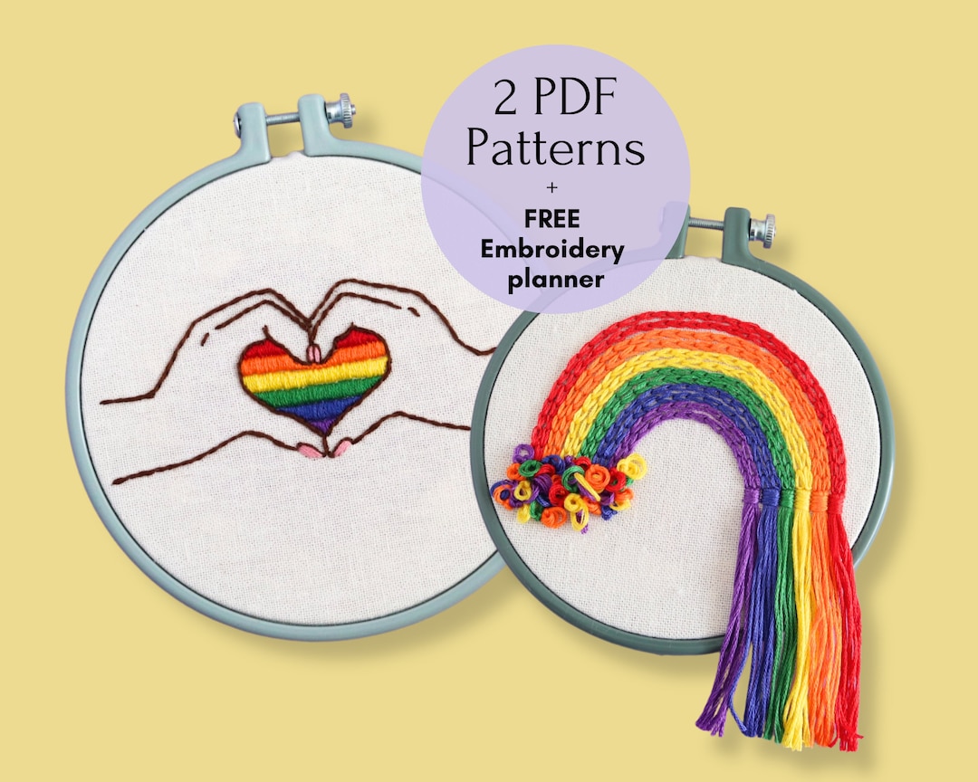 LGBTQ Pride Embroidery Patterns Bundle, Downloadable Embroidery Designs ...