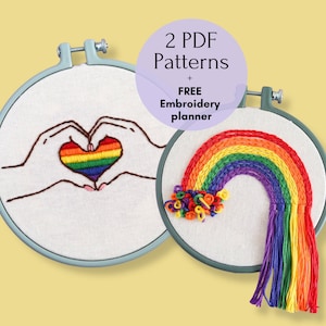 LGBTQ Pride Embroidery Patterns Bundle, Downloadable Embroidery Designs ...
