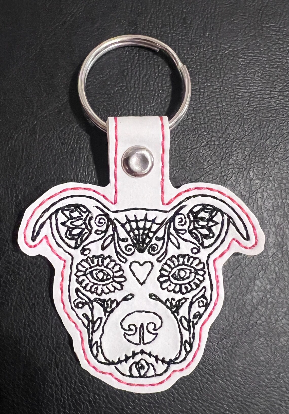 Keychain - Pit Bull Sugar Skull - Etsy