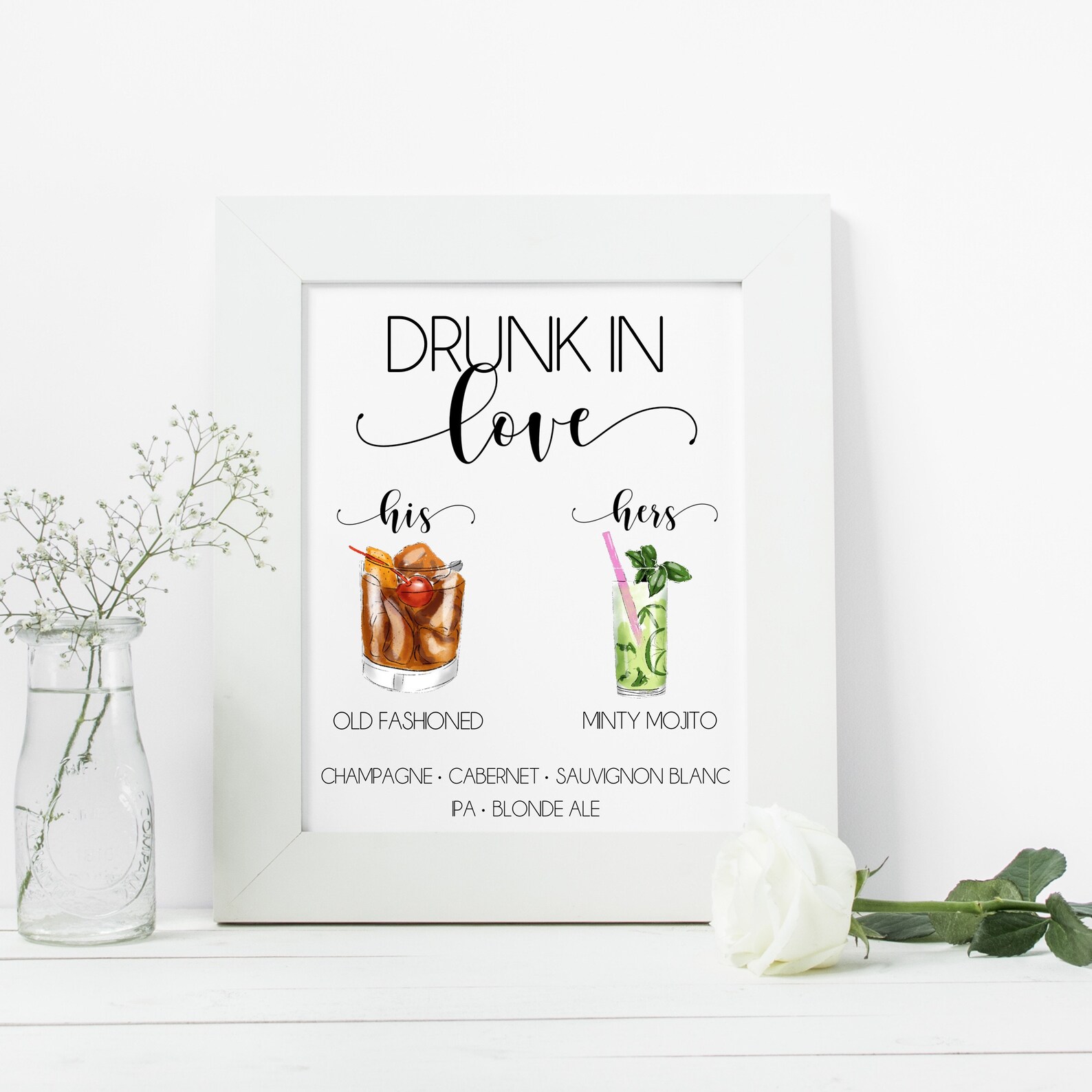 Signature Cocktail Menu Bar Menu Drunk in Love Bar Sign | Etsy